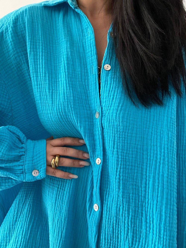 Musselin Long Oversize Bluse - Must Have - Flamingo